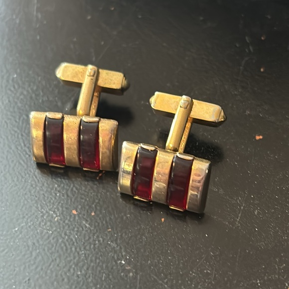 SWANK | Accessories | Signed Swank Ruby Red Stone Gold Tone Metal Cuff ...